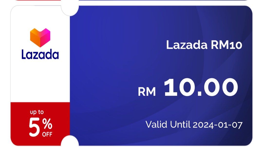 Lazada voucher RM10, Tickets & Vouchers, Vouchers on Carousell