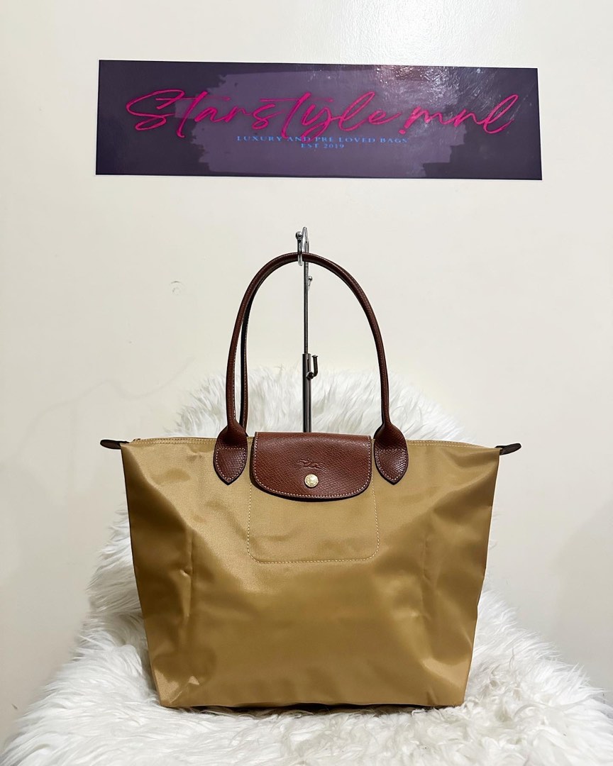 Longchamp large long handle authentic desserts beige, Luxury, Bags ...