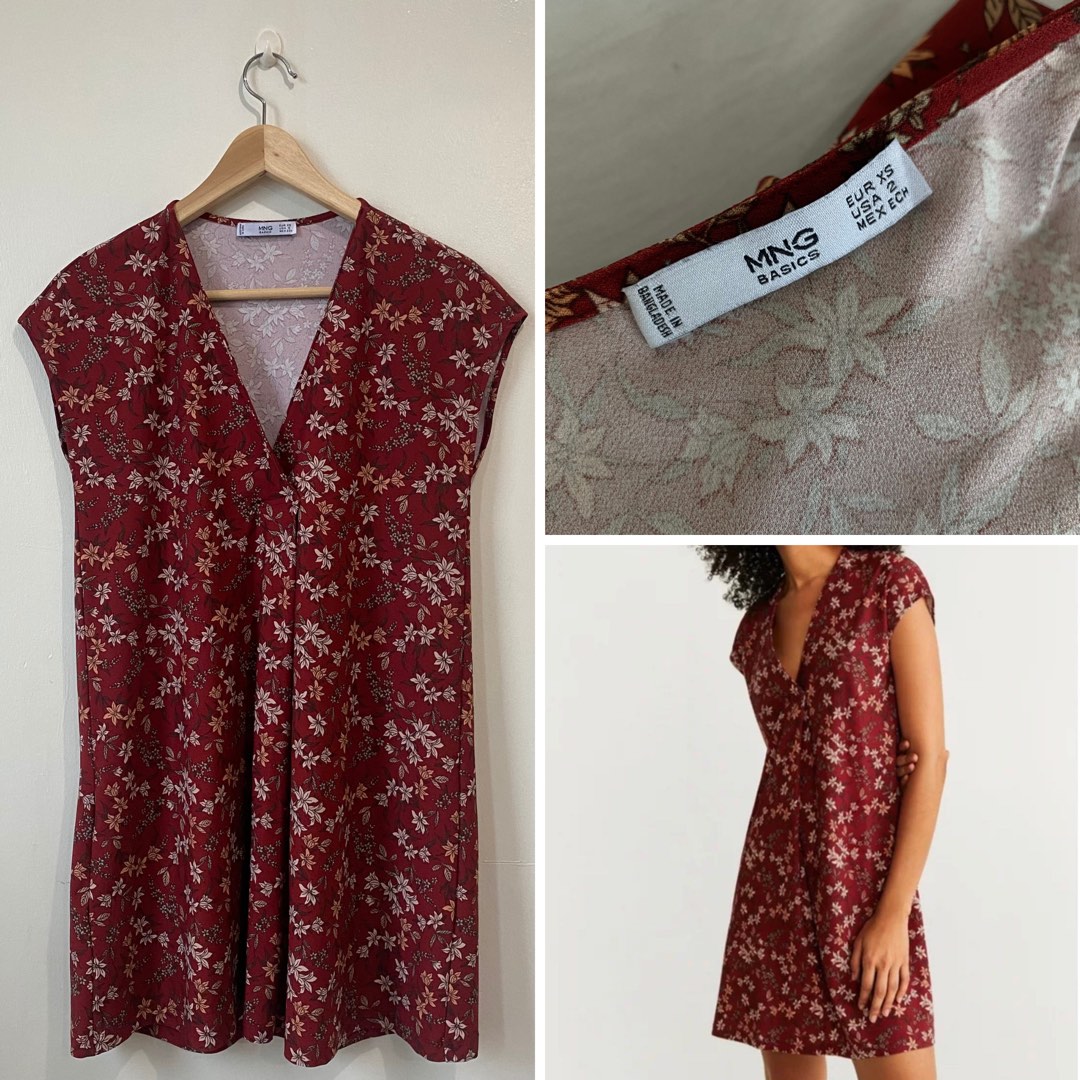Mango Red Dress MNG office floral, Women's Fashion, Dresses & Sets ...