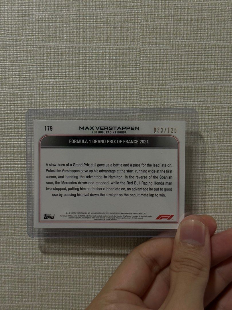 Max Verstappen Number matched 33/125, Hobbies & Toys, Toys & Games on ...