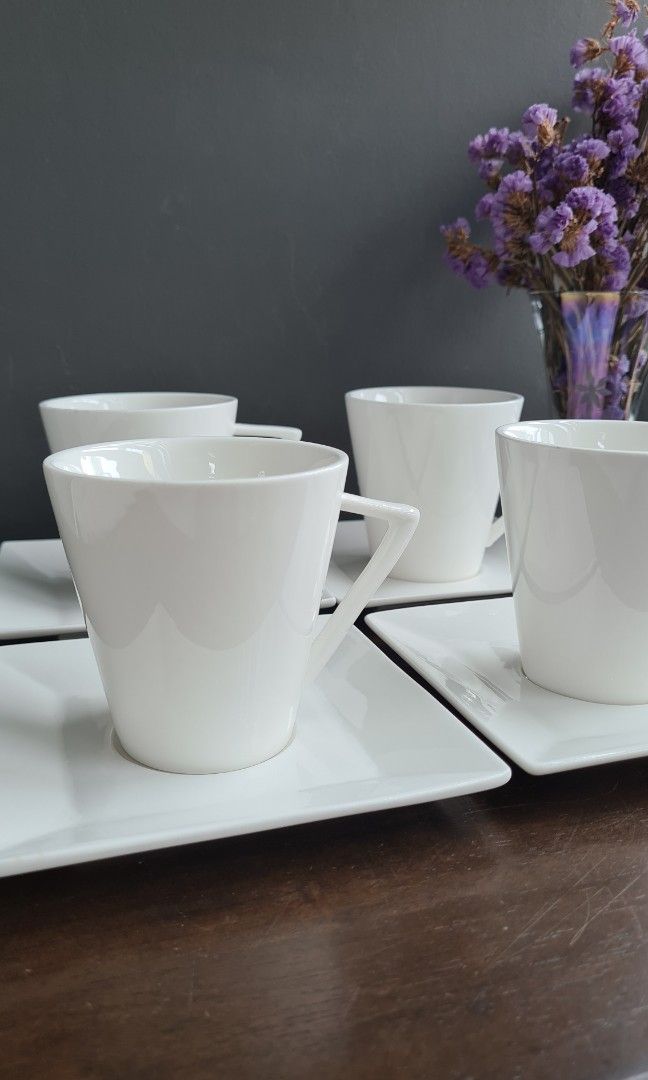 Maxwell Williams Cup saucer set of 4 white, Furniture & Home Living ...