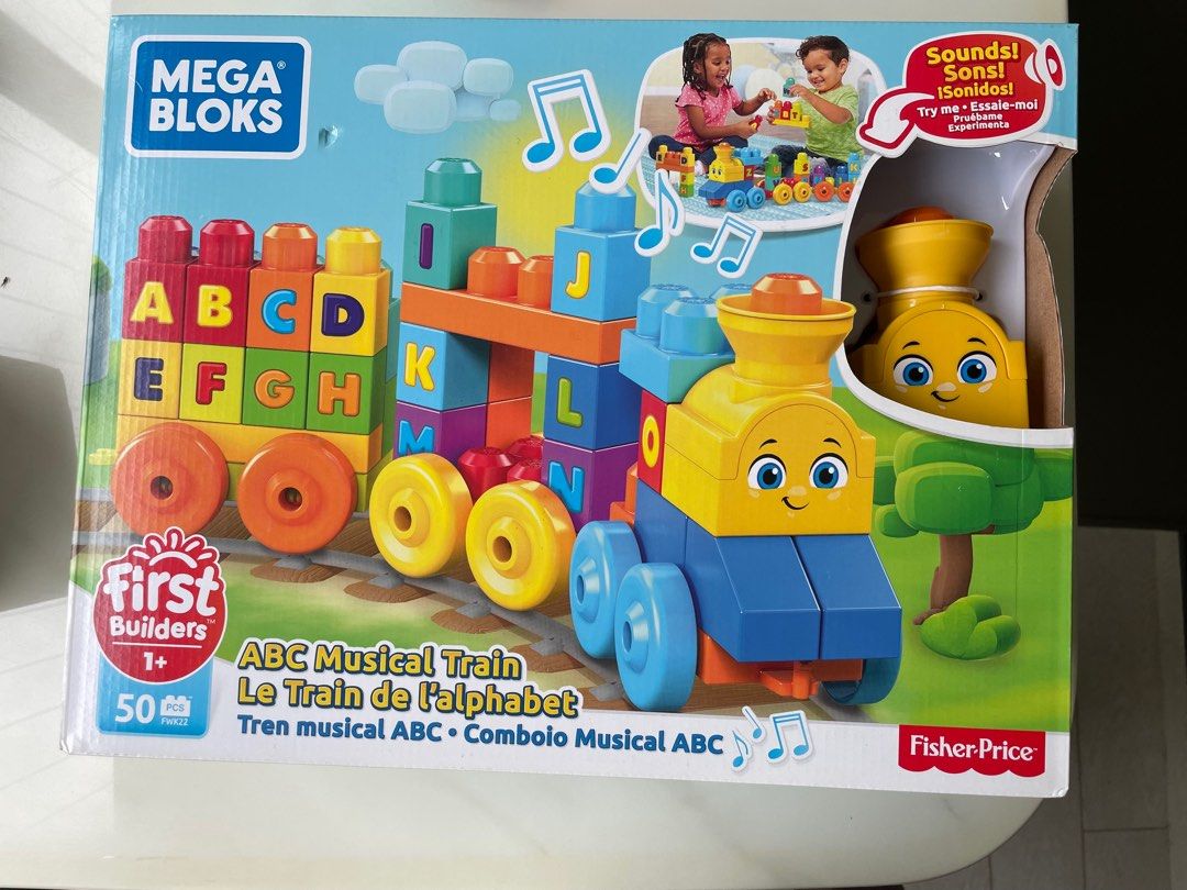 Mega Bloks ABC Musical Train Building Set, Babies & Kids, Infant ...