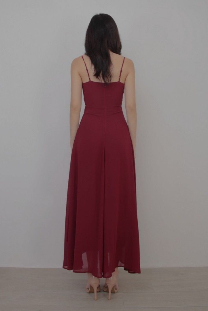 MGP Label Yasmin Wrap Maxi Dress in Wine Red, Women's Fashion, Dresses ...