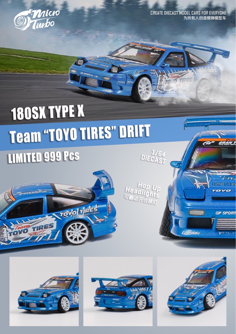 Micro Turbo 1/64 Nissan 180SX Toyo Metallic Blue, Hobbies & Toys, Toys ...