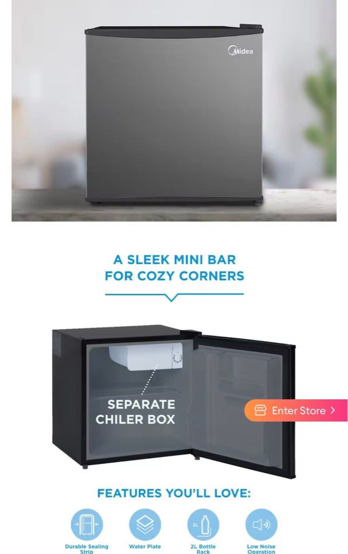 Midea Mini Bar Refrigerator (FP-20RSR050LMNV-TI), TV & Home Appliances ...