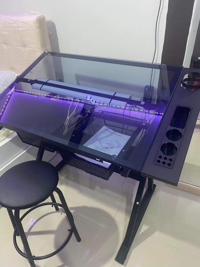 Modern/Glass Drafting Table, Hobbies & Toys, Stationary & Craft ...