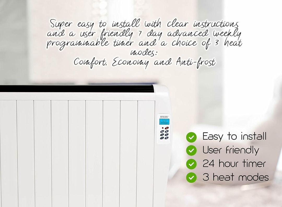 MYLEK Premium Aluminium Electric Panel Heater with Timer, Thermostat ...