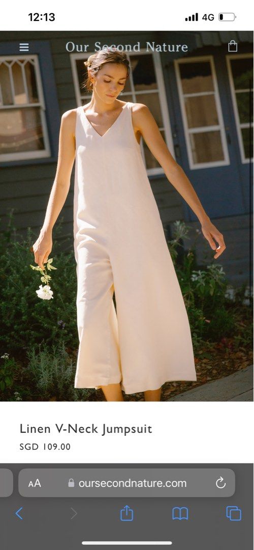 Osn linen jumpsuit, Women's Fashion, Dresses & Sets, Jumpsuits on Carousell