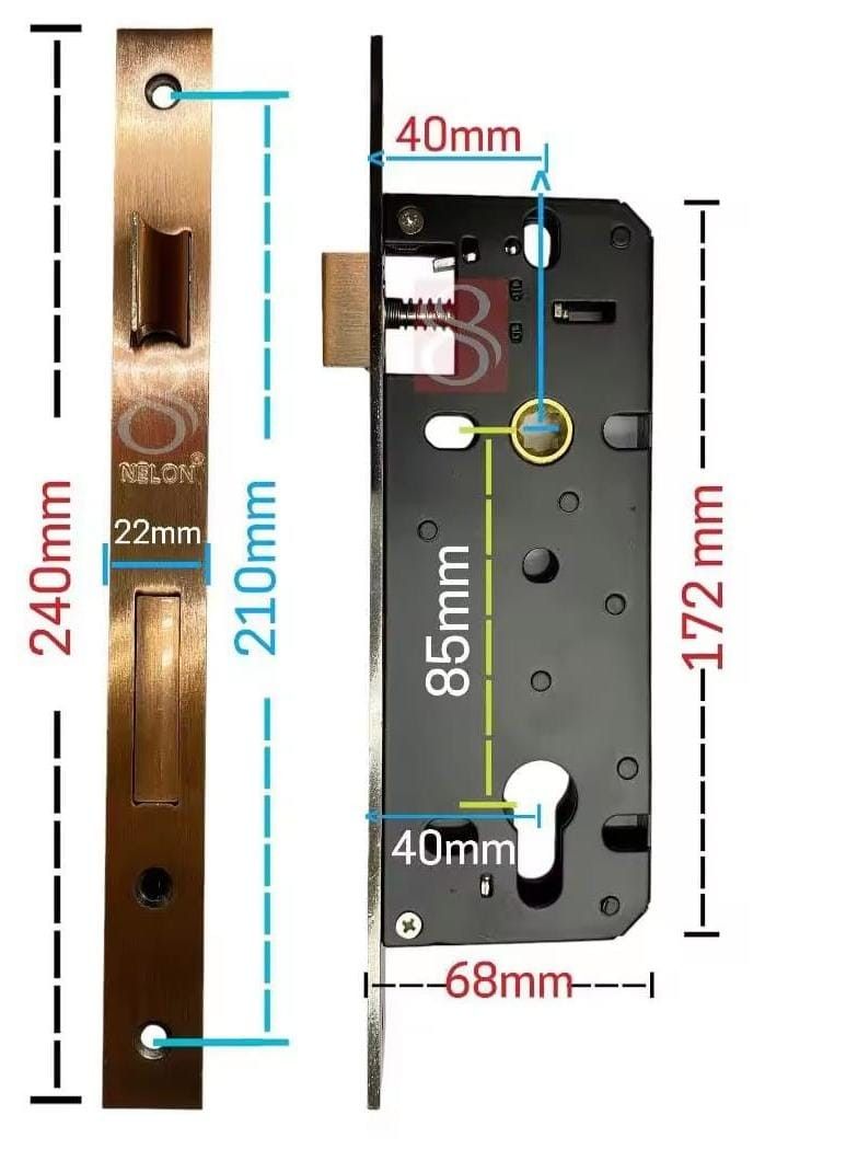 PARTIAL Nelon Mortise Lockset for HDB Gates(only Mechanical parts ...