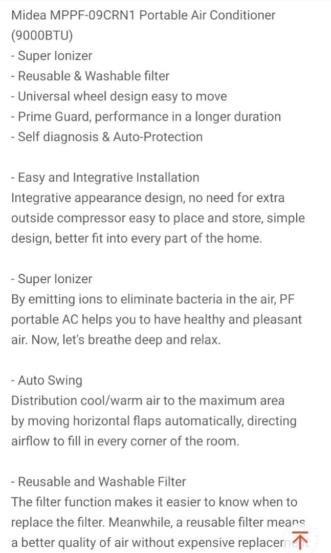 Portable Midea Aircon model MPPF-09CRN1, TV & Home Appliances, Air ...