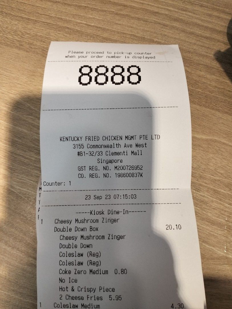 Rare KFC queue number receipt lucky charm, Hobbies & Toys, Memorabilia ...