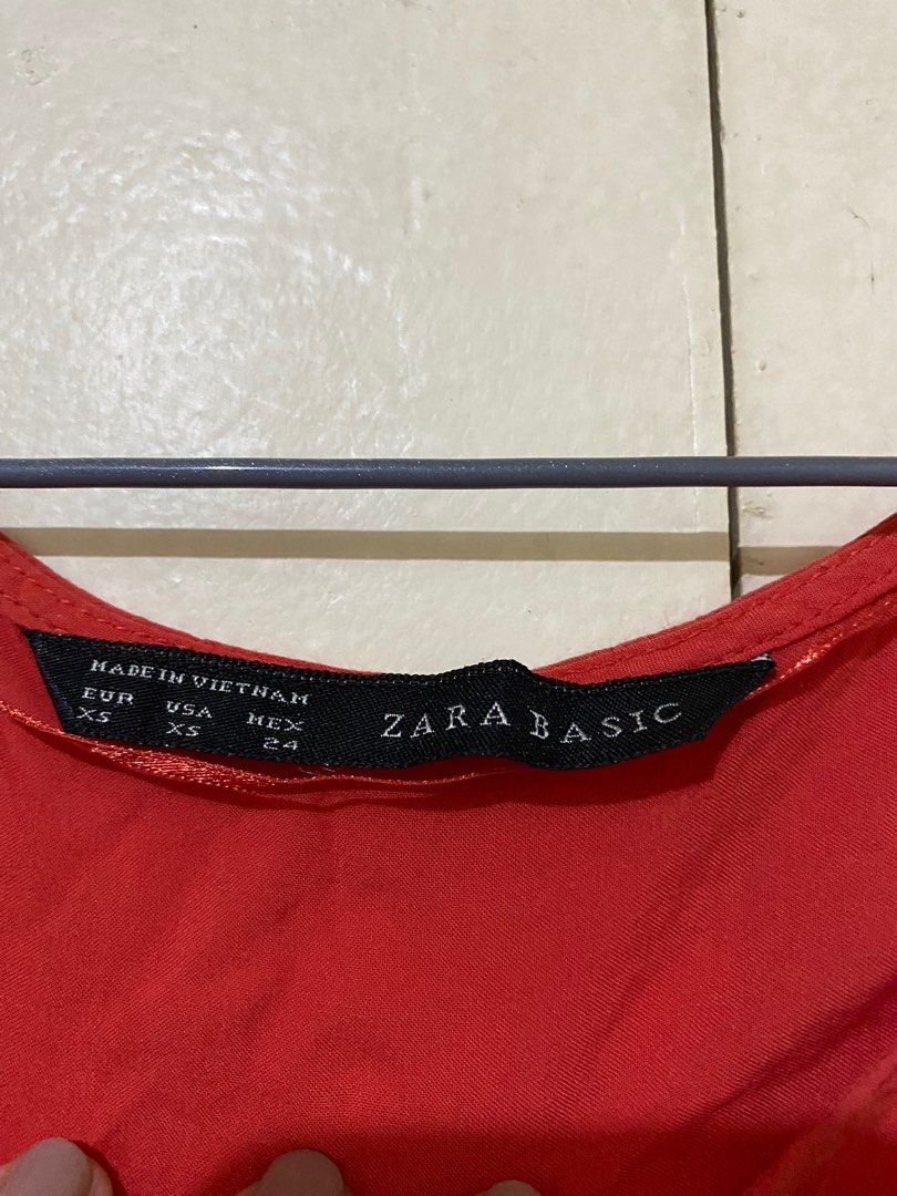 ZARA Red/orange/peach top, Women's Fashion, Tops, Blouses on Carousell