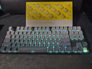 (With freebies) Rk87 keyboard TKL with Akko cream yellow v3 pro ...