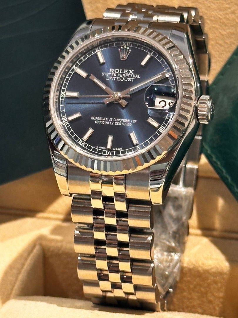 Rolex Datejust 31mm Fluted Bezel Jubilee Bracelet 2017 178274 Blue ...