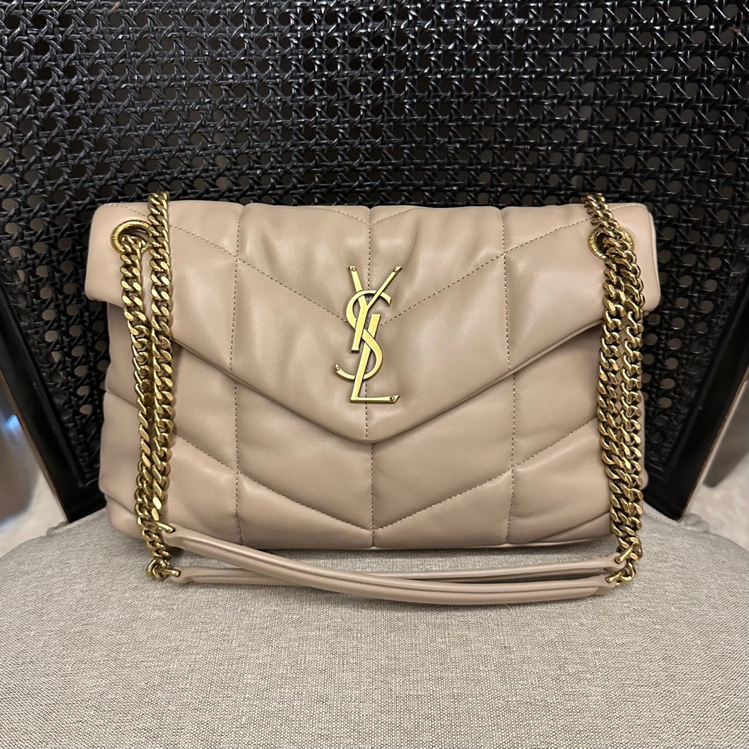 Saint Laurent YSL Puffer Bag Small Beige GHW, Luxury, Bags & Wallets on ...
