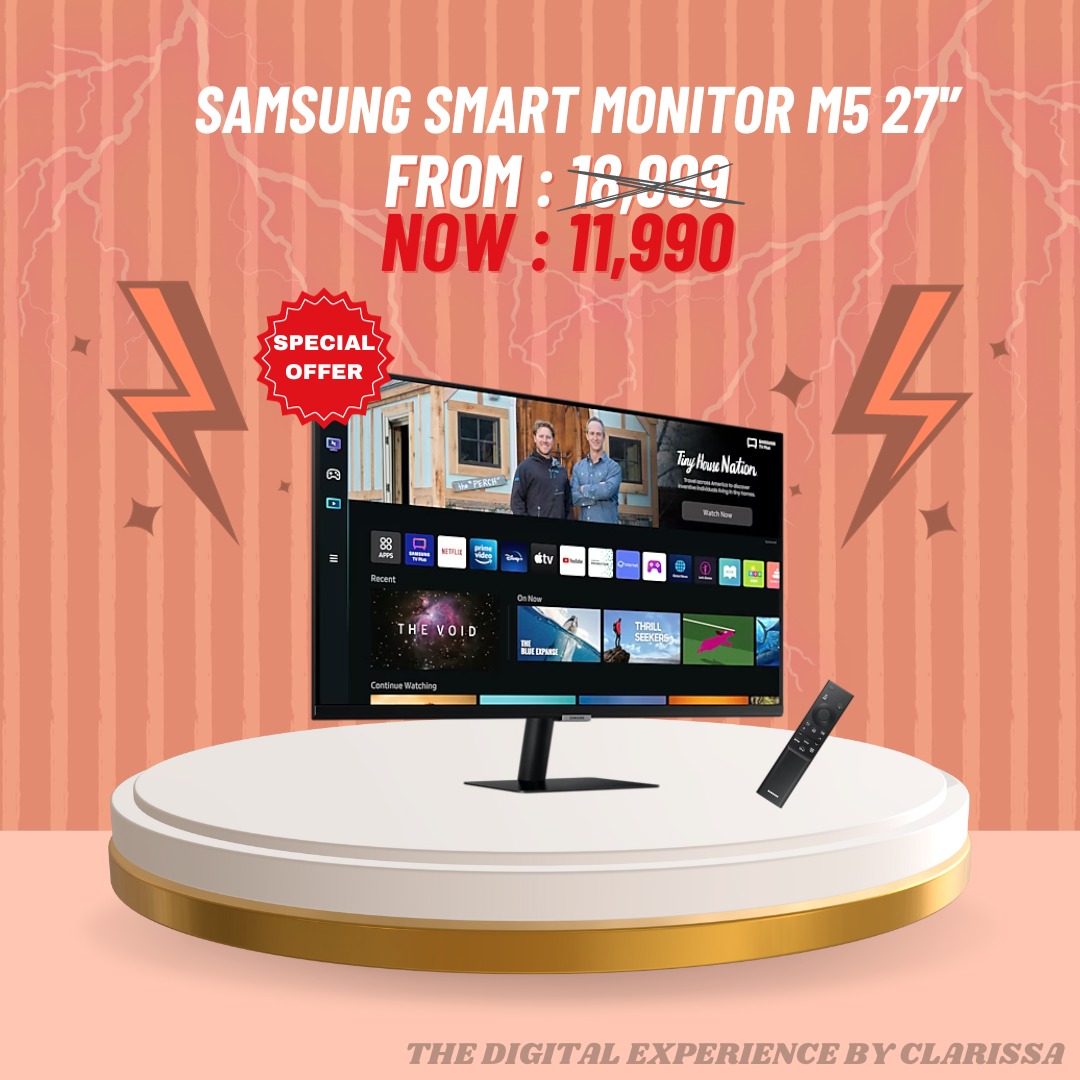 Samsung Smart Monitor 27" M5 FHD Wifi BT PC Monitor w/ Built In Speaker ...