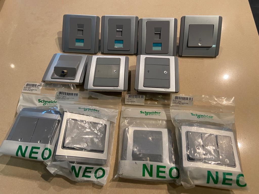 Schneider NEO series light swtiches, dimmer, door bell and telephone ...