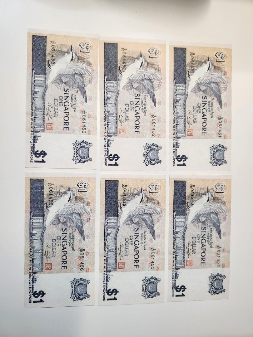 Singapore Notes SG currency Bird Series one dollar notes, Hobbies ...
