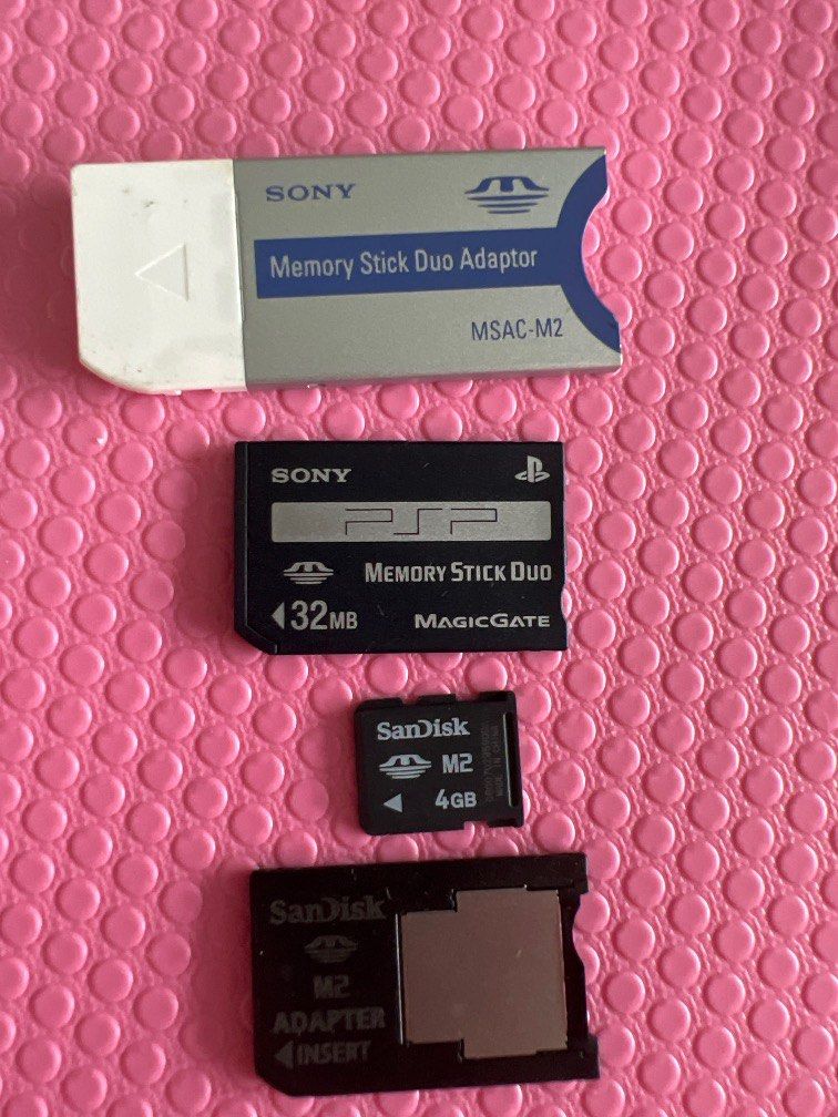 Sony M2 memory card 4GB and Memory Stick Duo 32Mb with adapter, Mobile ...