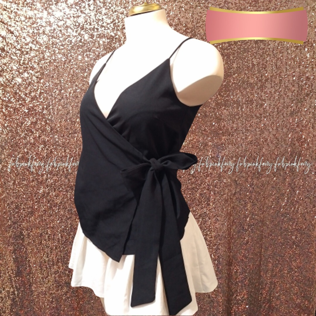 Sophisticated Black Top Overlap Top Strappy Overlap Top Classy Top ...