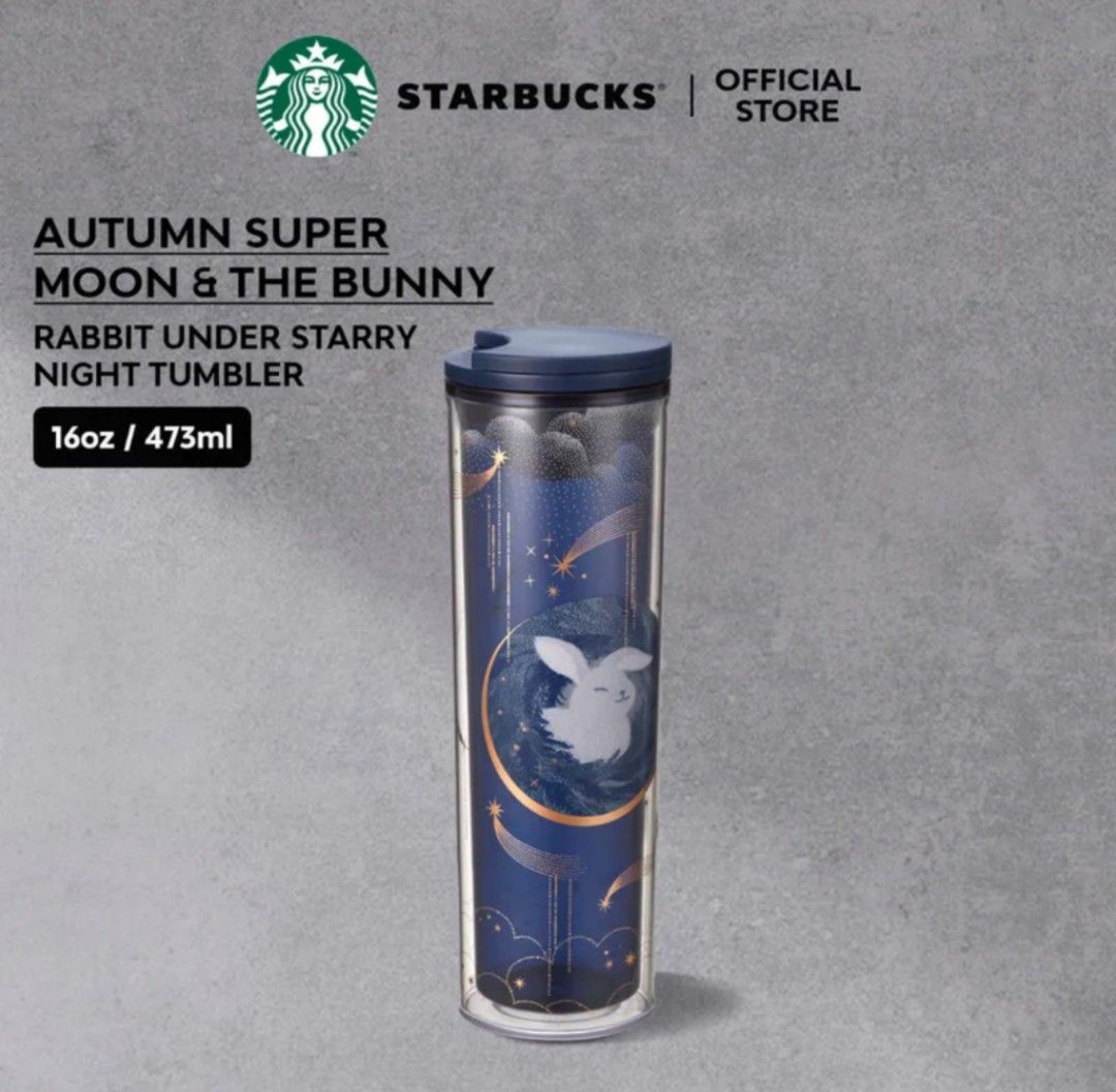 NEW STARBUCKS Rabbit under Starry Night Tumbler (16oz/473ml), Furniture ...