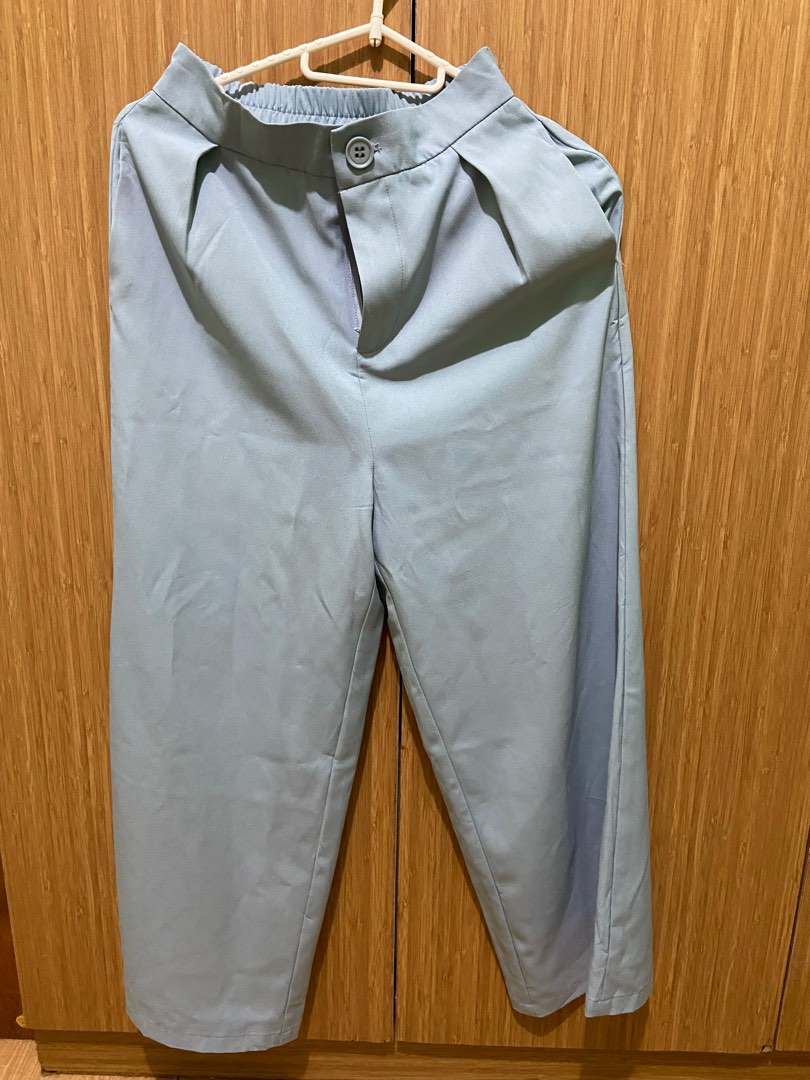 Stretchable Pastel Blue Slacks Office Wear Size 24-26, Women's Fashion ...