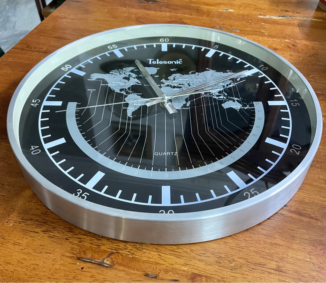Telesonic World Wall Quartz Clock Size: 36cm, Furniture & Home Living ...