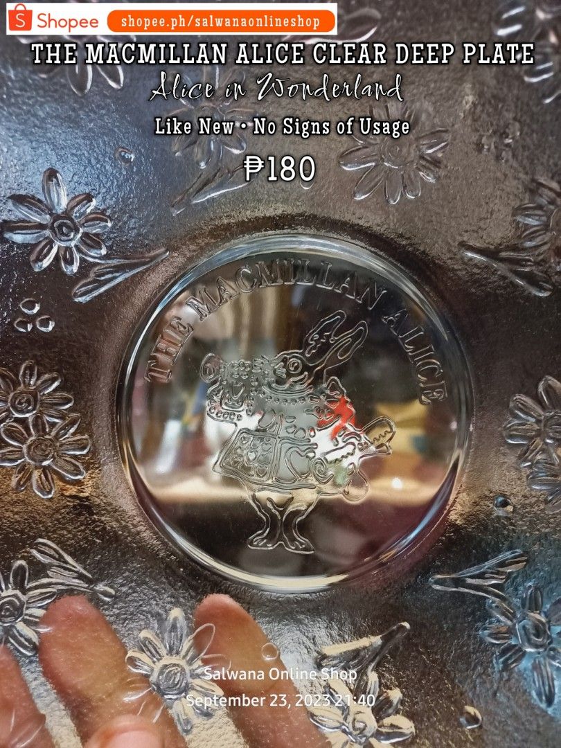 THE MACMILLAN ALICE (Alice in Wonderland) CLEAR DEEP PLATE, Furniture ...