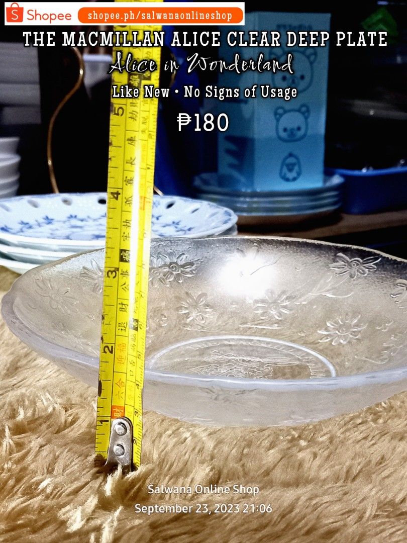 THE MACMILLAN ALICE (Alice in Wonderland) CLEAR DEEP PLATE, Furniture ...