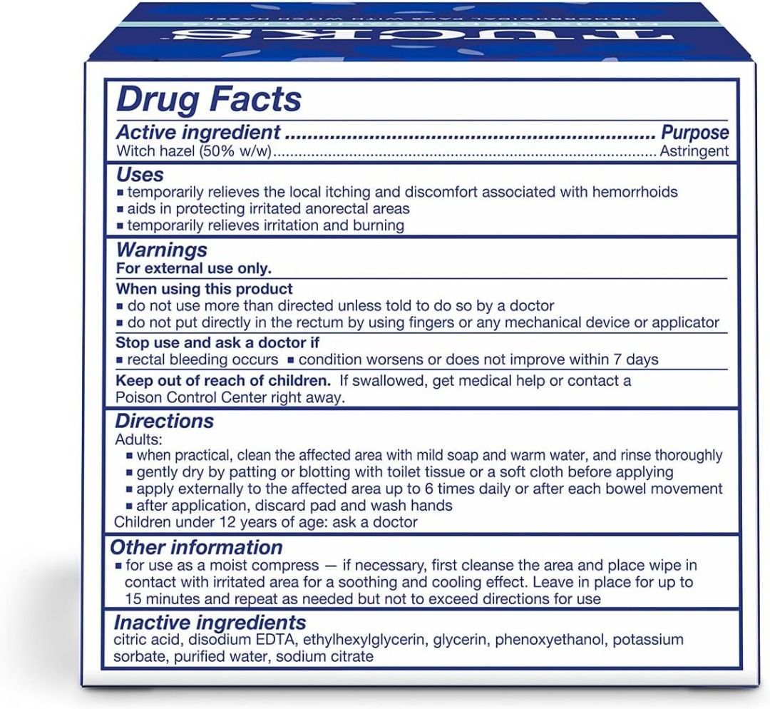 TUCKS Medicated Cooling Pads Hemorrhoid Pads with Witch Hazel 100 Count ...