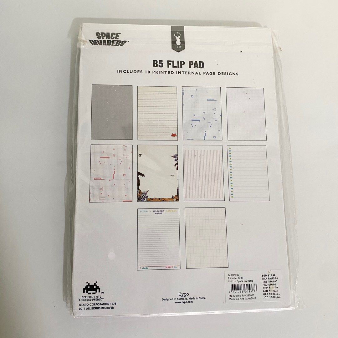 TYPO Space Invaders B5 Flip Note Pad, Hobbies & Toys, Stationery ...