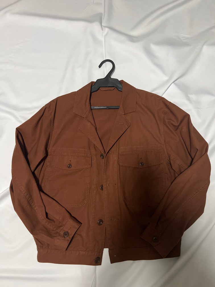 Uniqlo U Brown Cropped Jacket, Men's Fashion, Coats, Jackets and ...