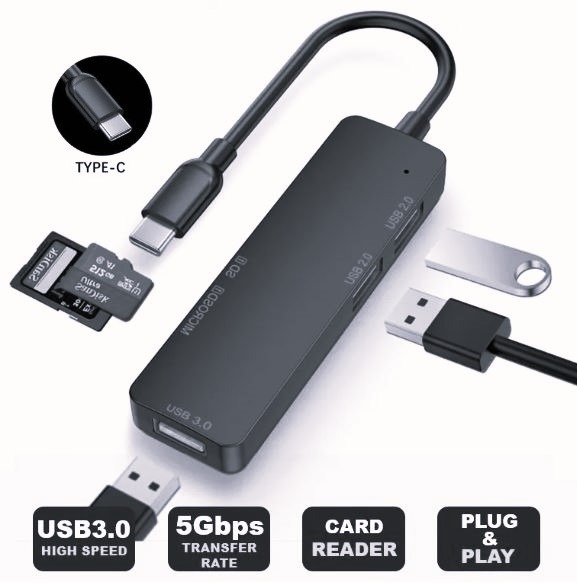 USB-C Type C | 5 in 1 USB + SD TF Card Reader Splitter Adapter Cable ...