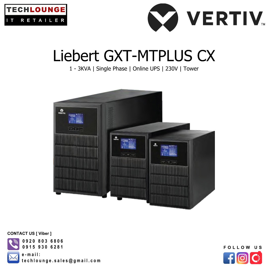 VERTIV LIEBERT GXT-MTPLUS CX ONLINE UPS, 1 - 3KVA, Single Phase, Online UPS, 230V , Tower ...
