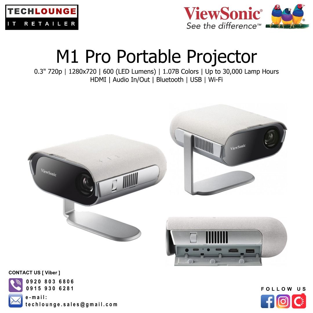 VIEWSONIC PORTABLE LED PROJECTORS - M1 Mini Plus | M1 Pro | M2W | M1+_G2, TV & Home Appliances ...