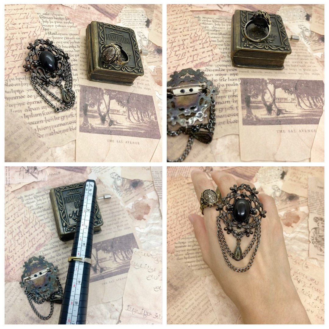 Vintage Style Brooch & Ring, Women's Fashion, Jewelry & Organizers ...