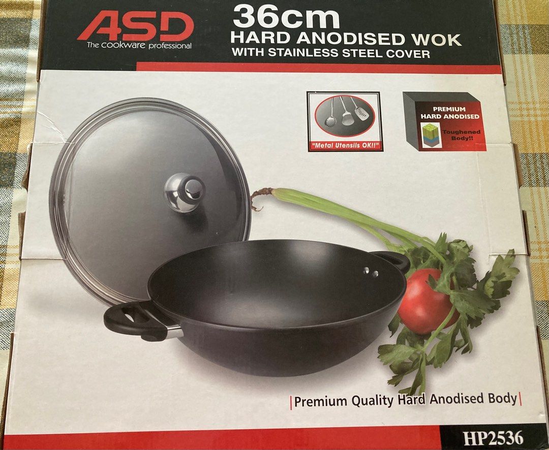 ASD Hard Anoidized wok, Furniture & Home Living, Kitchenware ...