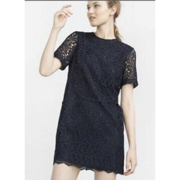 Zara navy blue eyelet dress, Women's Fashion, Dresses & Sets, Dresses ...
