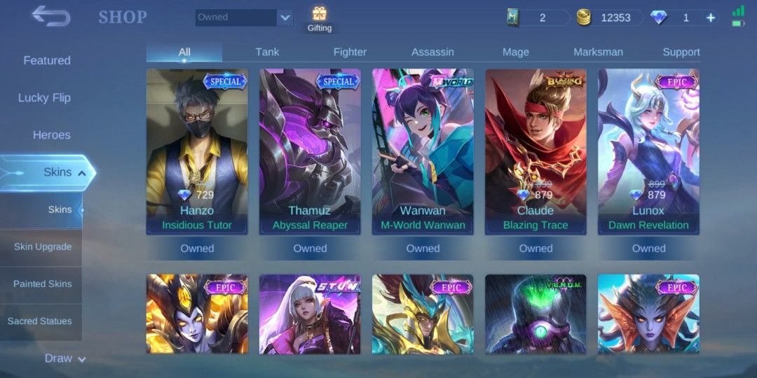 173 SKINS HIGH WINRATE Mobile Legends Account, Video Gaming, Gaming ...