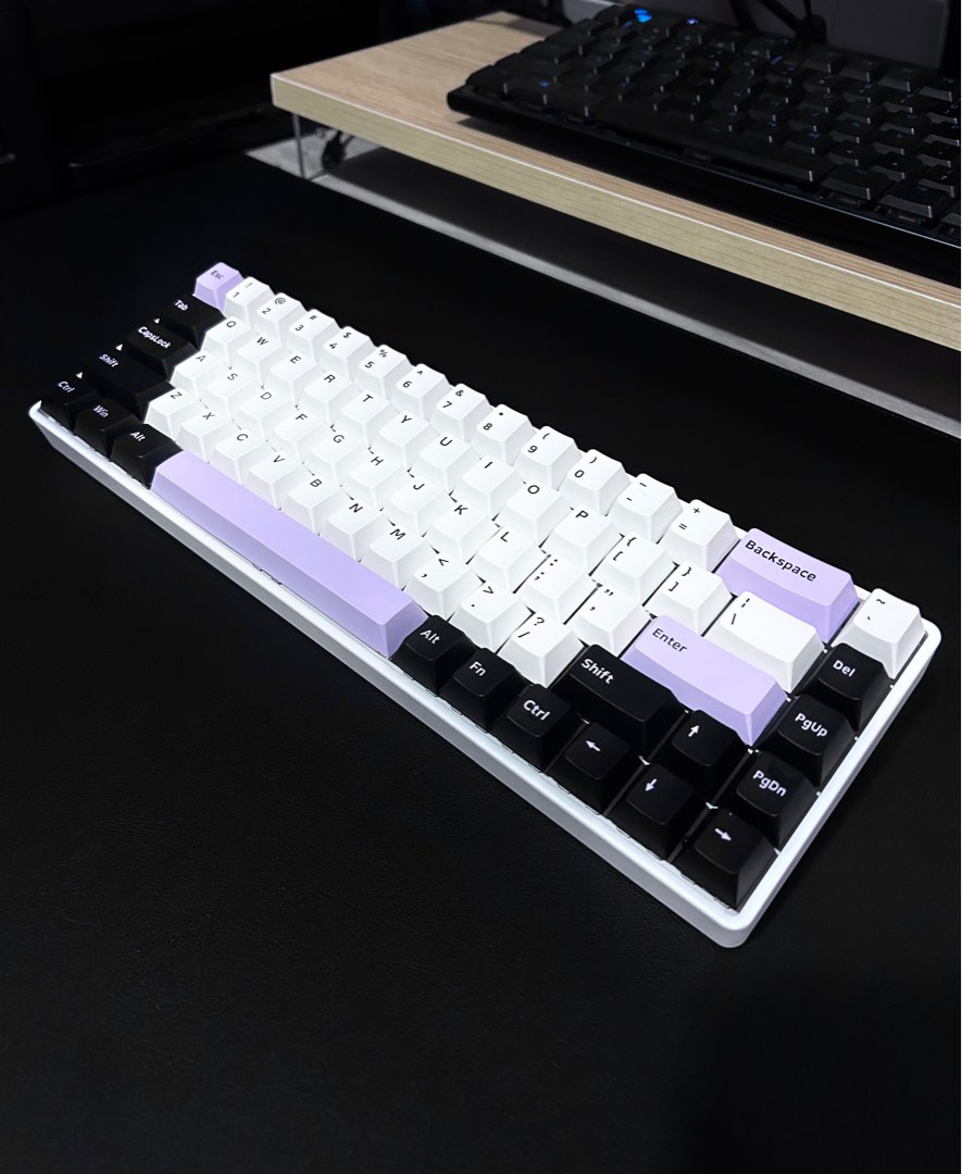 65% Custom Mechanical Keyboard (White purple black keycaps), Computers & Tech, Parts ...