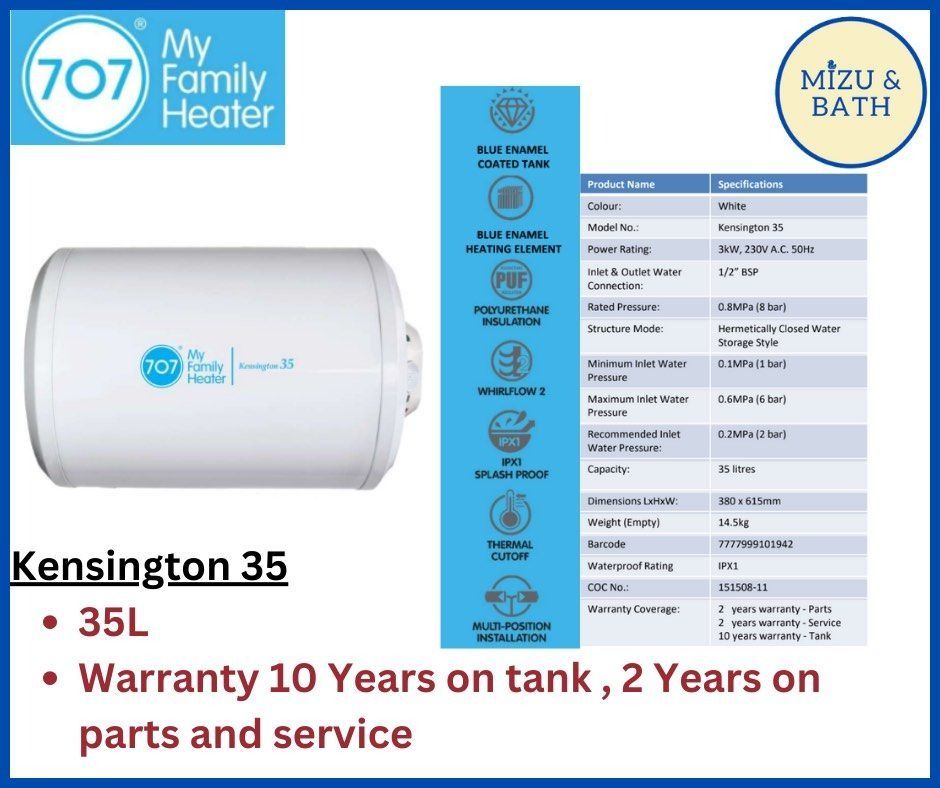707 15L/25L/35L STORAGE WATER HEATER [KENSINGTON/DALTON] - MULTI MODELS ...