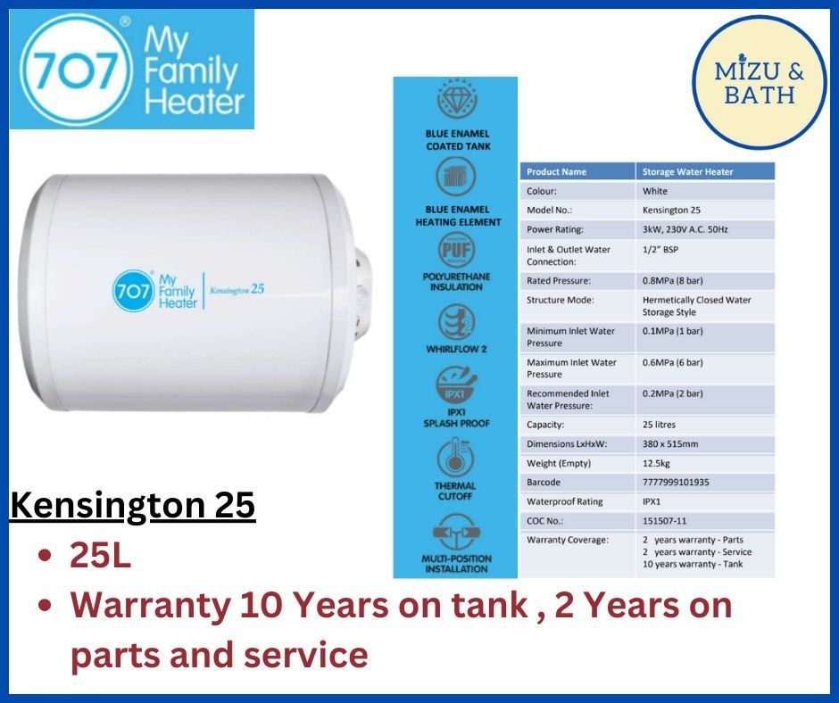 707 15L/25L/35L STORAGE WATER HEATER [KENSINGTON/DALTON] - MULTI MODELS ...