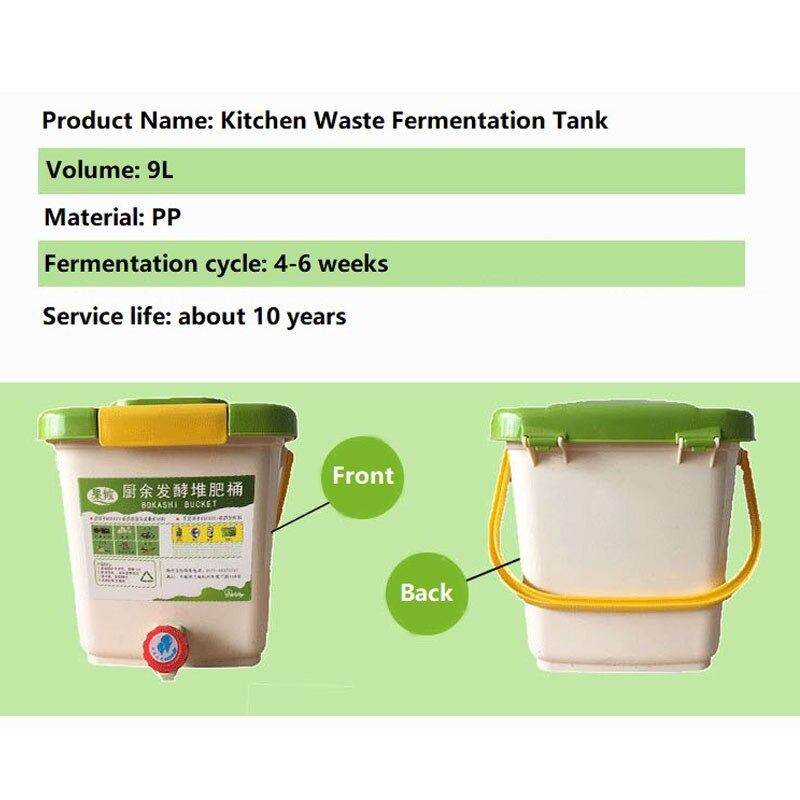 9L Pokashi Compost Bin Fermentation Tank Small Household Compost Box ...