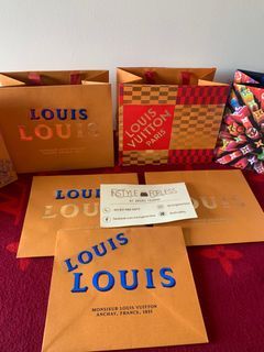LOUIS VUITTON LIMITED EDITION PAPERBAG AND BOX - GOLD LETTERING AND RED ...