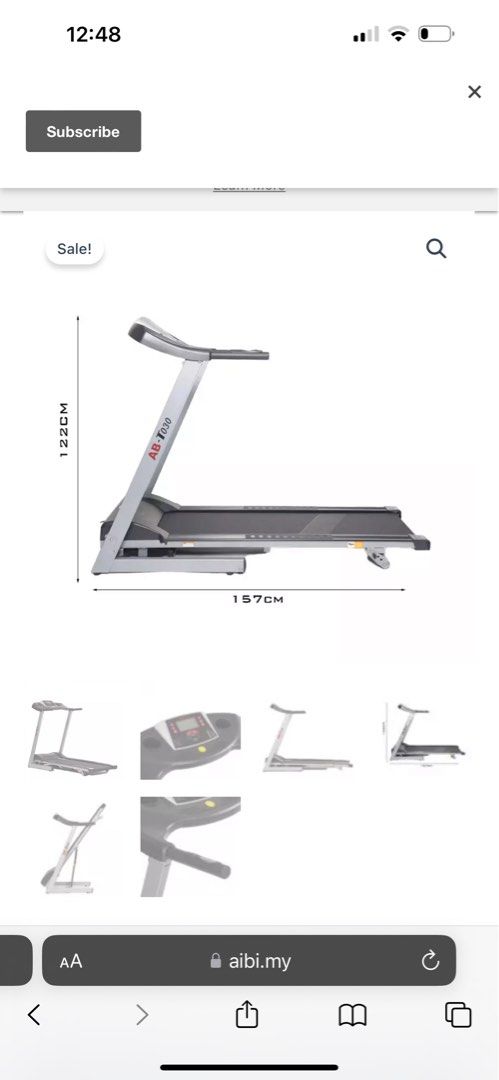 AIBI Motorised Treatmill AB-T030, Sports Equipment, Exercise & Fitness ...
