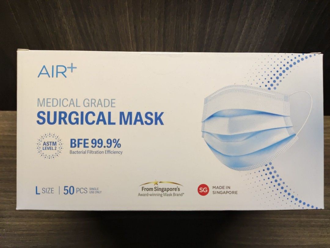 Air+ Medical Grade Surgical Mask L Size, Health & Nutrition, Face Masks ...