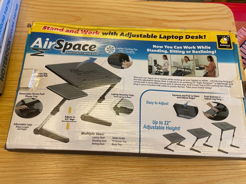 AirSpace adjustable laptop desk, Furniture & Home Living, Furniture ...