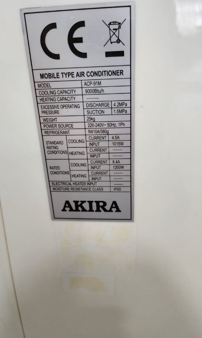 Akira portable aircon, TV & Home Appliances, Air Conditioners & Heating ...