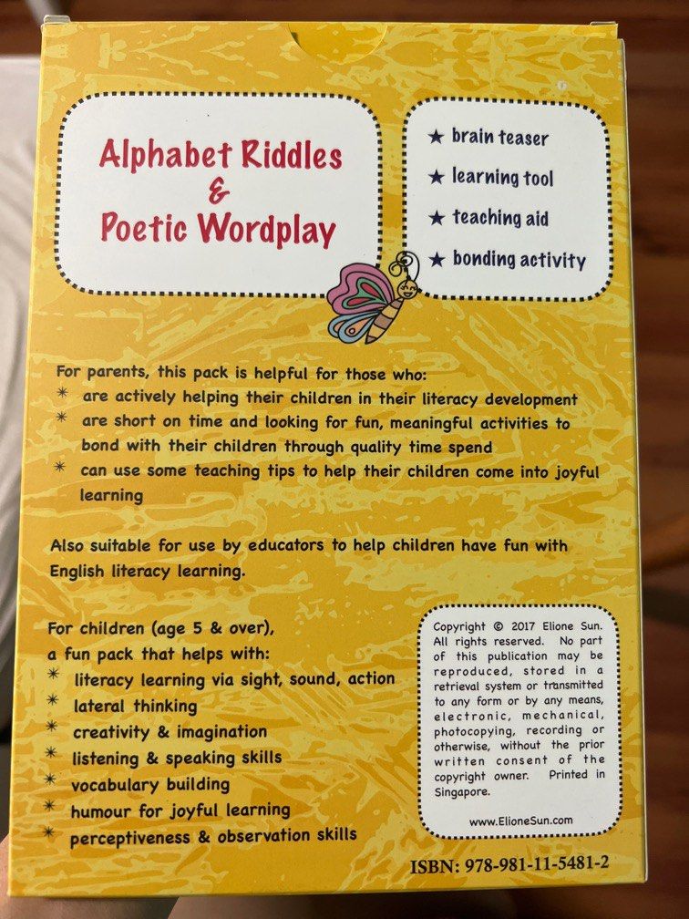 Alphabet riddles and poetic wordplay cards, Hobbies & Toys, Toys ...