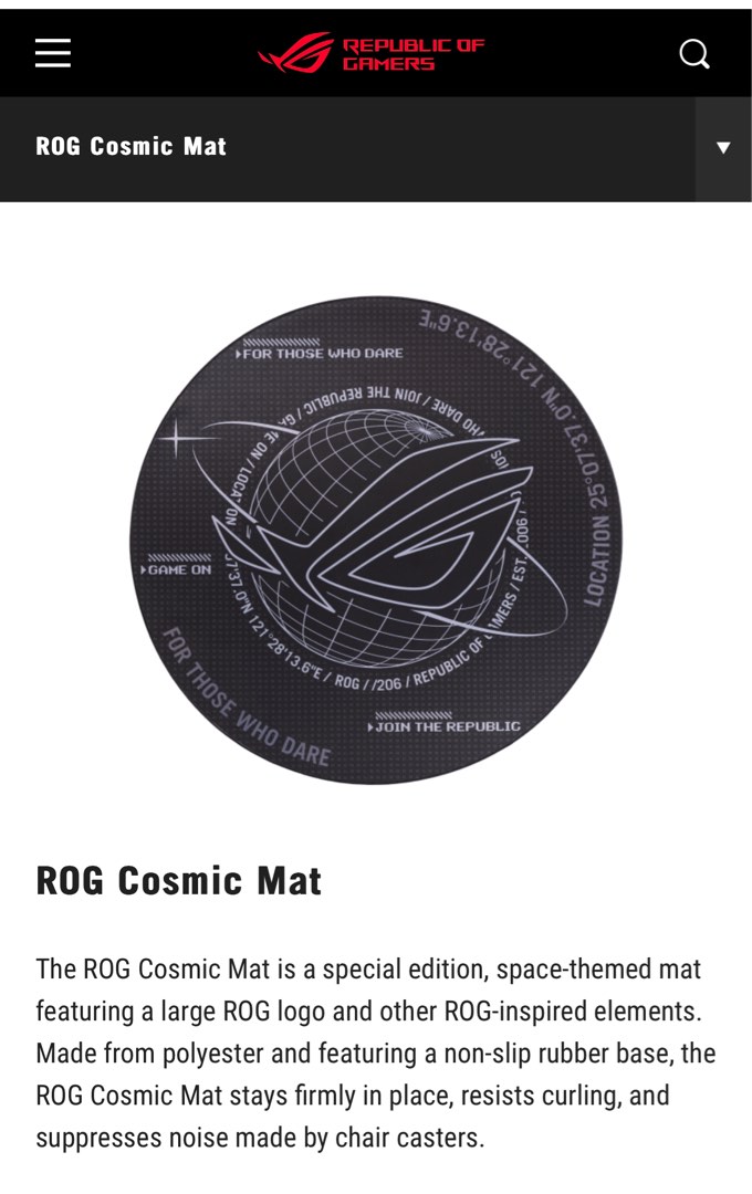 Asus ROG Cosmic Gaming Mat, Video Gaming, Gaming Accessories, Cases ...